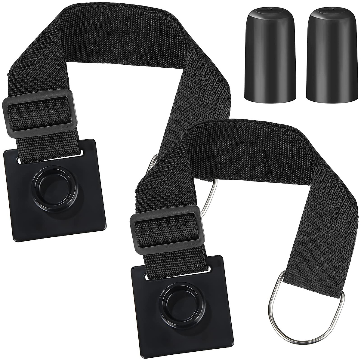 2 Pack Cello Endpin Anchor Non Slip Stopper Cello Antiskid Device Adjustable Strap with 2 Pieces Rubber End Pin Protector Musical Instrument Accessories, Black (Rubber Stopper Included)