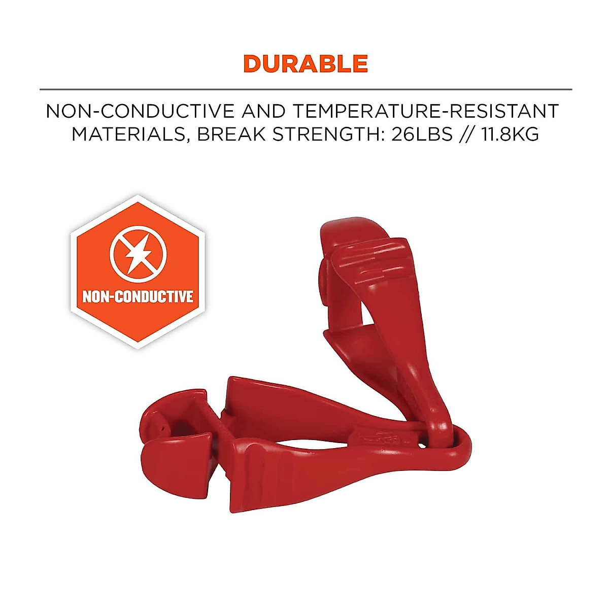 Ergodyne Squids 3400 Glove Clip Holder with Dual Clips,Red, 100-Pack