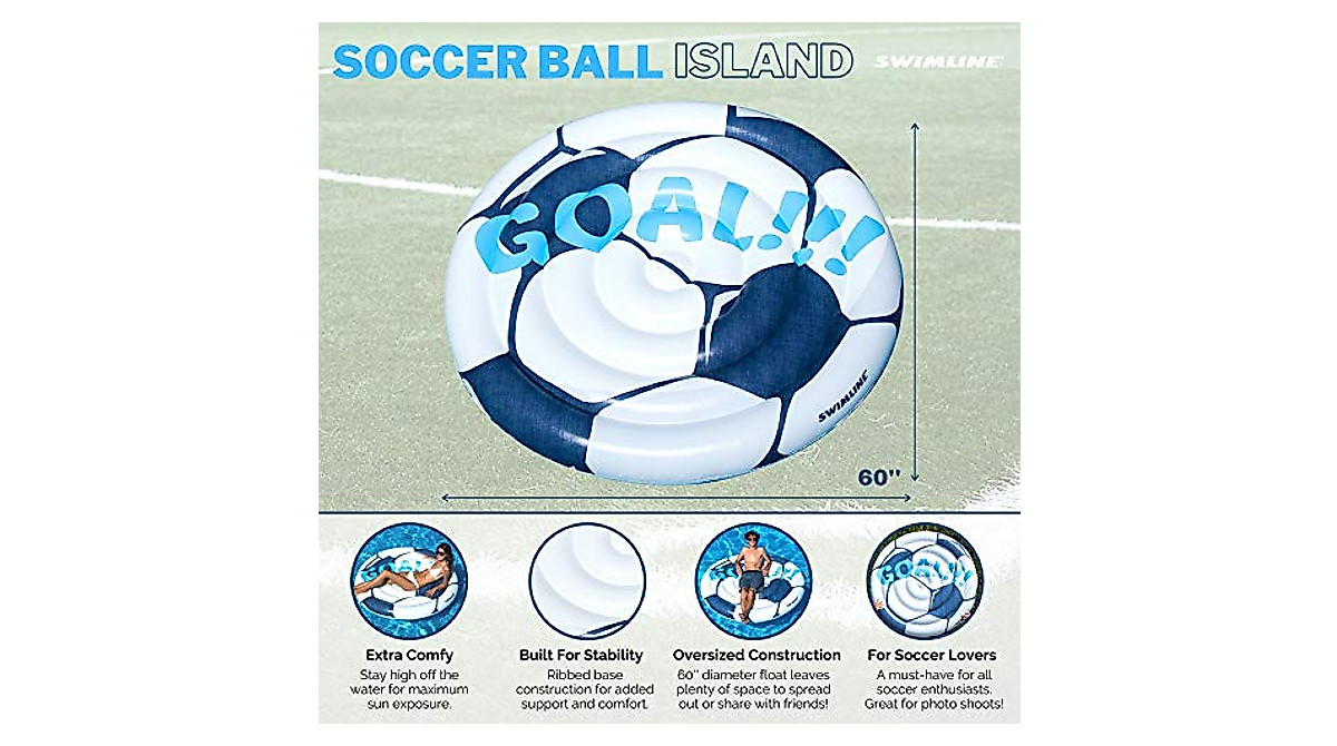 Swimline Inflatable Soccer Ball Pool Float - 60" Blue/White Fun