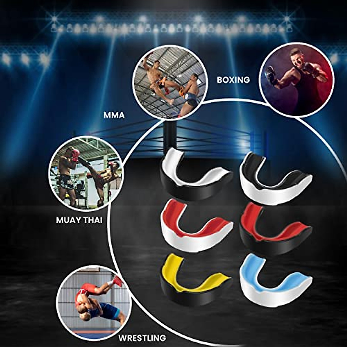 Sports Mouth Guard Adult & Kids Mouth guard sports , Youth Mouth Guard Boxing, Mouth Guard Football, Mouth Guard Basketball Lacrosse MMA Karate Mouthguard Adult (11+) Youth (10-) 2 sizes 6 Pack