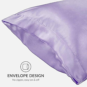 So Cal Pro Satin Pillowcase for Hair and Skin Silk Pillow Case 2 Pack, Queen Size (20x30 inches) Slip Cooling Set of 2 with Envelope Enclosure (Lavender)