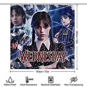 𝐖.𝐞𝐝𝐧𝐞𝐬𝐝𝐚𝐲 Bathroom Shower Curtain 4 Pieces Set, 𝐀.𝐝𝐝𝐚𝐦𝐬 Shower Curtain Set with Anti-Slip Rug, Toilet Cover, Bath Mat, Waterproof Shower Curtain Set with Rug,Bathroom Set with Hooks