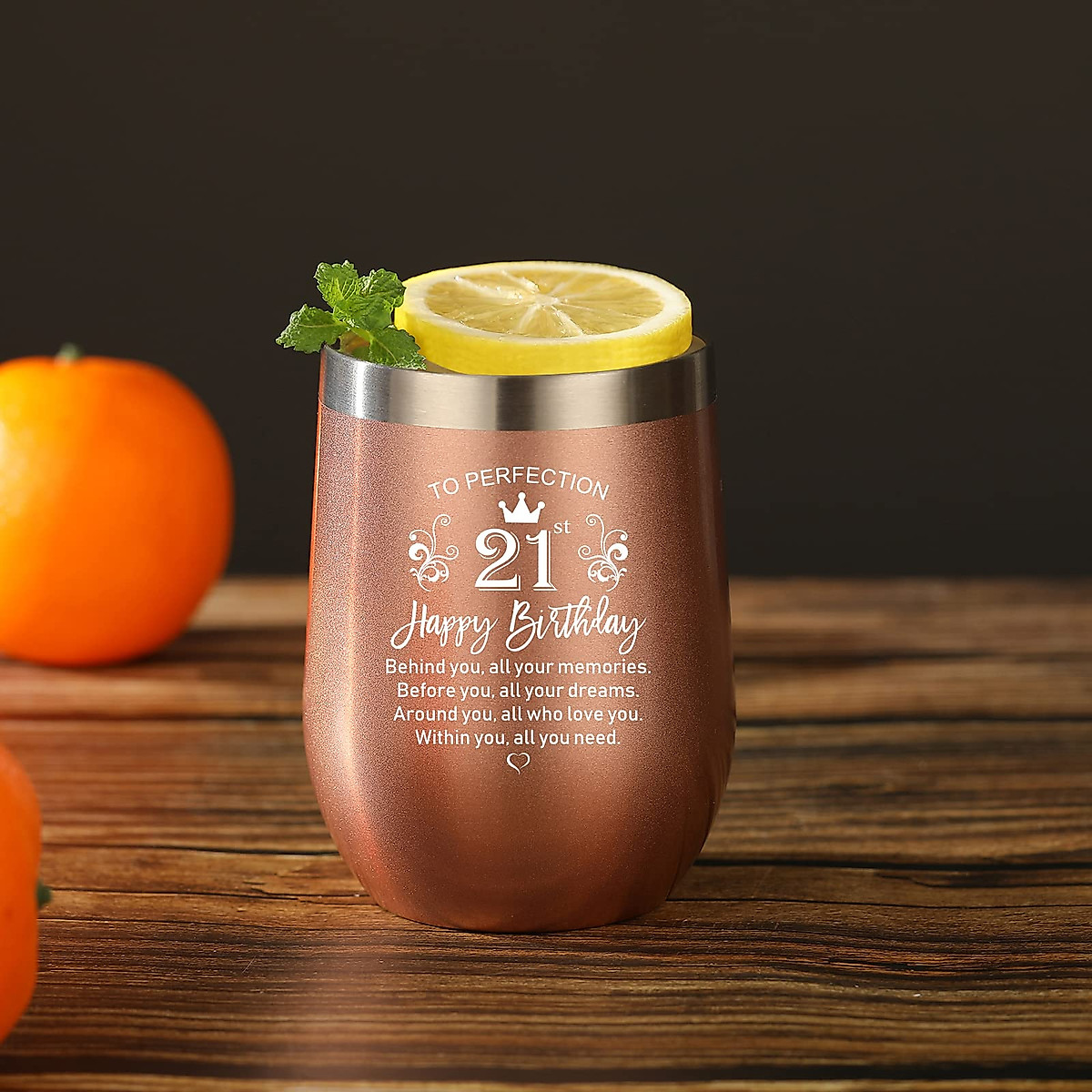 21st Birthday Gifts for Her, Happy 21st Birthday Decorations for Her, Funny 21 Year Old Birthday Gift Ideas for Her, Friends, Sister, Daughter, Girlfriend - 12oz Stainless Steel Insulated Wine Tumbler