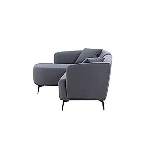 Goohome 102" L-Shape Sectional Sofa with Chaise Lounge, Oversize Modern Fabric Upholstered Couch with Metal Legs, Living Room Furniture Set for Apartment Bedroom