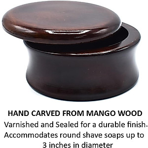 Parker Hand Carved Genuine Mango Wood Shaving Soap Bowl - Classic Style