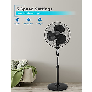 BLACK+DECKER BFSR18B 18 Inches Stand Fan with Remote, Black