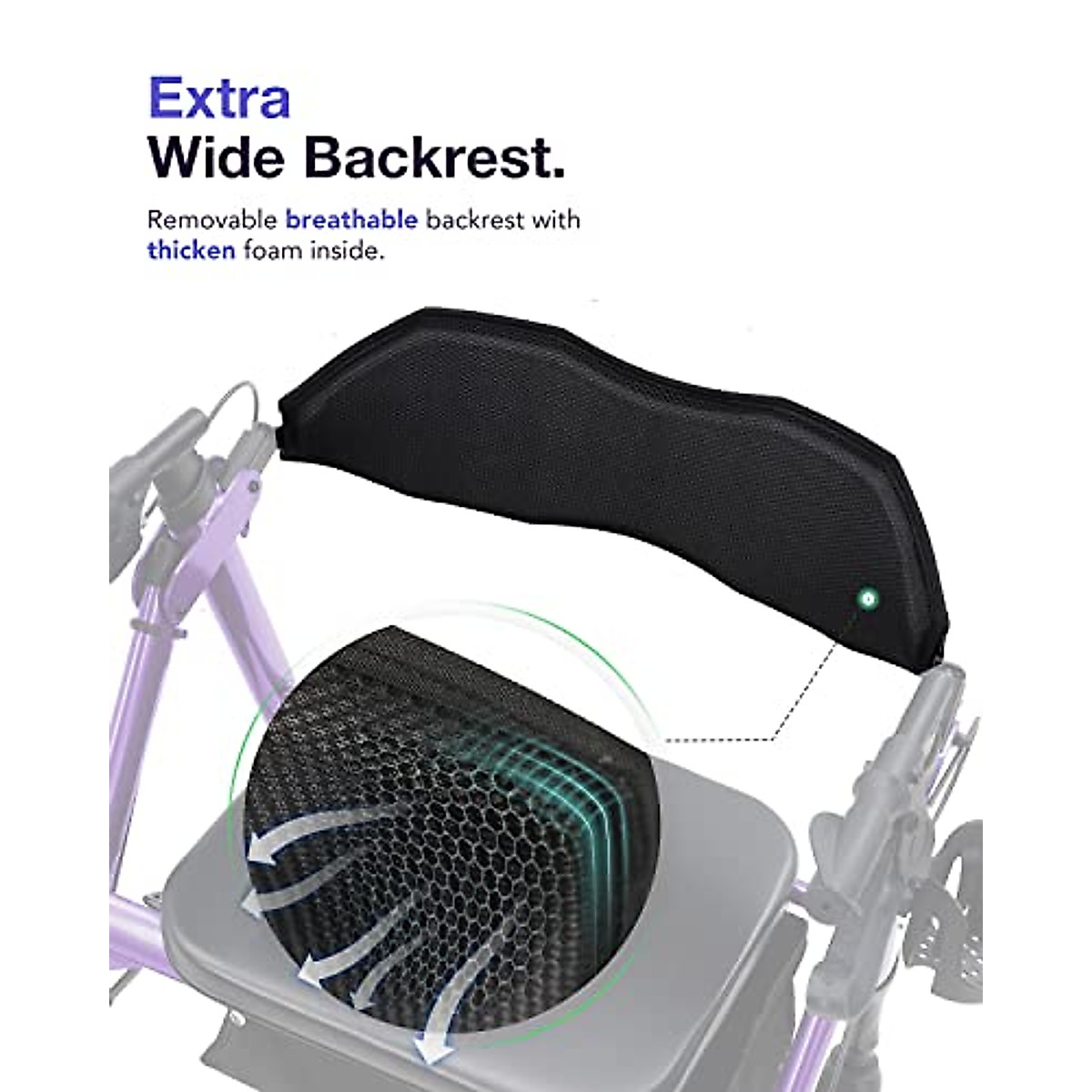 Quicwell Heavy Duty Rollator Walker with Large Paded Seat, Bariatric Rolling Walker with Wide Comfort Backrest for Seniors and Adults, Adjustable Seat, Large 8" Wheels, Support Up 450 lbs, Purple