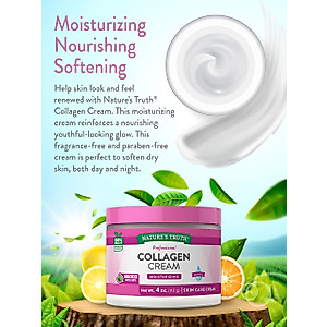 Collagen Cream | 4 oz | Professional Strength | Paraben & SLS Free, Gluten Free | For Face and Body | by Nature's Truth