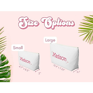 LITTLE RAD CO Personalized Makeup Bag for Women & Girls - Customizable Cosmetic Pouch - Pink Cosmetic Bags for Women Personalized Gifts for Bridesmaid Gifts, Friend Gifts & Women Gifts