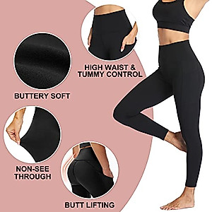 NexiEpoch 4 Pack Leggings for Women with Pockets- High Waisted Tummy Control for Workout Running Yoga Pants Reg & Plus Size