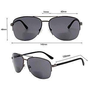 VITENZI Bifocal Sunglasses for Men and Women Square Aviator Reading Sun Tinted Glasses with Readers - Anzio in Gunmetal 2.00