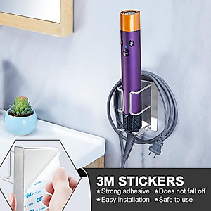 WAYASI Hair Dryer Straightener Holder Blow Dryer Holder for Bathroom, Adhesive Curling Iron Holder, Stainless Steel Hair Dryer Holder Wall Mount, Hair Tool Organizer, Hair Flat Iron Storage for salon