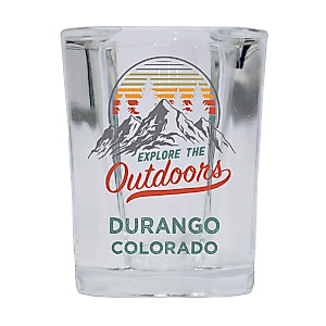R and R Imports Durango Colorado Explore the Outdoors Souvenir 2 Ounce Square Base Liquor Shot Glass
