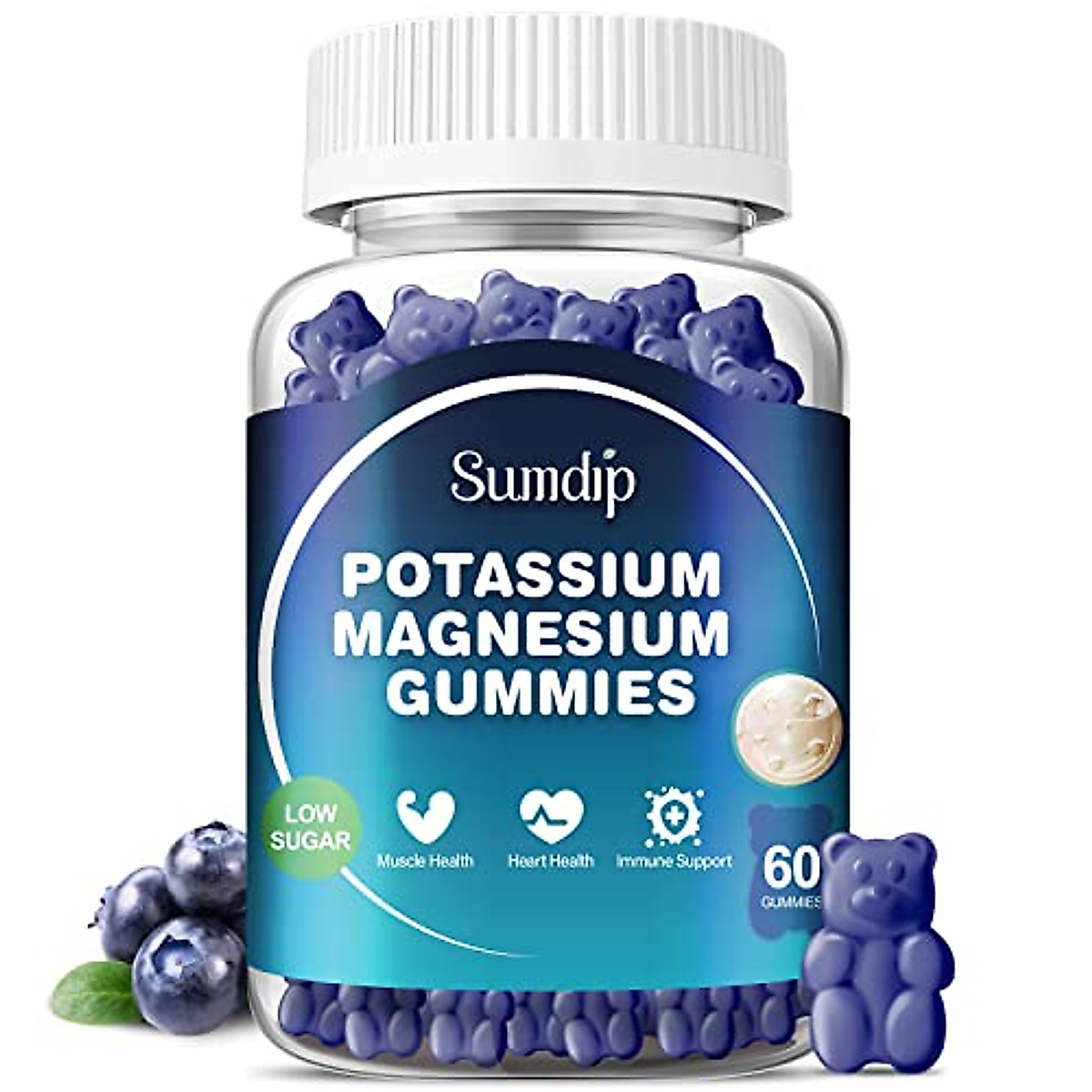 Potassium Magnesium Supplement Gummies High Absorption Potassium Citrate Magnesium Citrate, Support Leg Cramps for Men and Women 60 Gummies