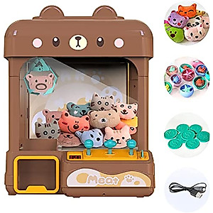 cxjoigxi Large Claw Machine for Kids Adults with Prizes, Adjustable Sound & Light, 2 Power Modes, Candy Mini Vending Crane Machines, Electronic Arcade Game Dispenser Toy for Girls Boys Gift - Bear