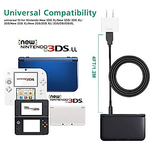 3DS USB Charger Cable, Power Charging Lead for Nintendo New 3DS XL/New 3DS/ 3DS XL/ 3DS/ New 2DS XL/New 2DS/ 2DS XL/ 2DS/ DSi/DSi XL Black