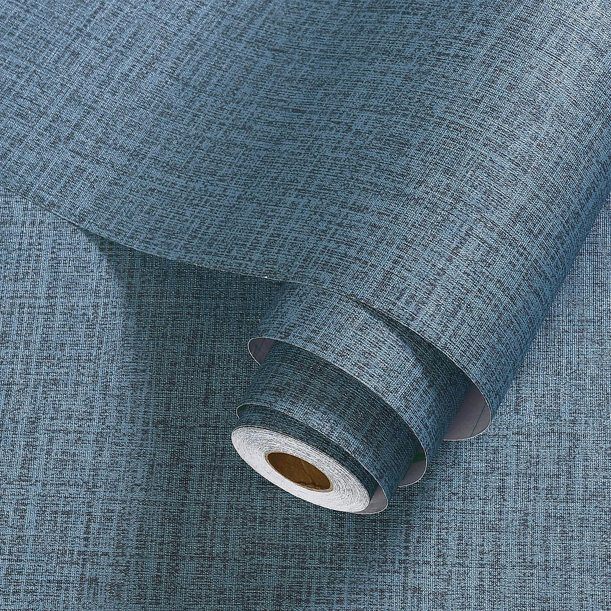 Akywall Blue Peel and Stick Wallpaper Linen Contact Paper for Cabinets Countertops Waterproof Grasscloth Wall Paper for Bedroom Stick on Wallpaper Textured Self Adhesive 78.7in