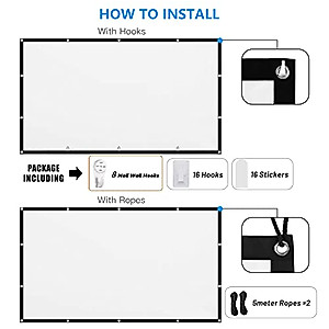 NMEPLAD Projector Screen 120INCH,Portable Movie Screen for Outdoor Indoor,4K 16:9 HD Foldable Wrinkle-Free Screen,1.1 GAIN,160°Viewing,Support Front Rear Projection with 16sticky Hooks & 8 Nail Hooks