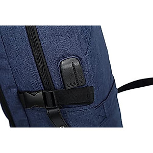 Varietyathletics 19" Laptop Backpack and Organizer Case Set USB Headset Port Anti-Theft Waterproof Travel Work School College (Navy)