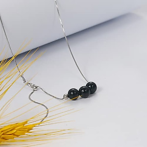 Sereney Black Tourmaline Necklace Sterling Silver Choker Necklace for Women, Black Choker Necklaces with Black Tourmaline Crystals as Birthstone Jewelry for Girls, Black Bead Stone Jewelry Gifts