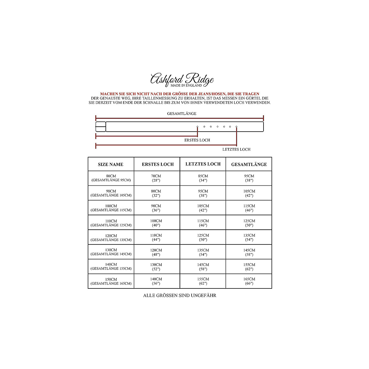 Ashford Ridge Made in England 38mm Full Hide Real Leather Belt - Soft Vintage Brown Medium