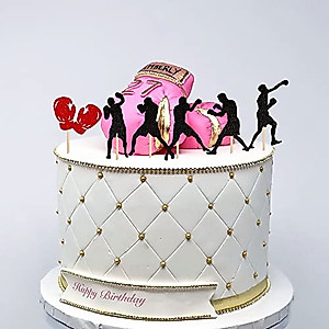 36 Pack Boxing Player Cupcake Toppers Glitter Boxing Gloves Cupcake Picks Boxer Gym Theme Baby Shower Birthday Party Cake Decorations Supplies