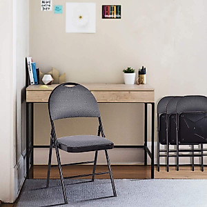 ReunionG 6 PCS Folding Chair, 6-Pack Portable Chairs with Upholstered Padded Seat and Back, Metal Frame Home Office Chairs (6 PCS)