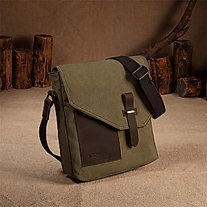 VASCHY Small Messenger Bag, Vintage Canvas Leather Lightweight Crossbody Bag