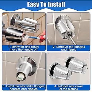 Enhon Bathtub and Shower 2 Handle Remodel Trim Kit Compatible with Pfister Verve Tub Shower, Bathtub Faucet Knob Replacement Include 1 Hot 1 Cold 2 Flanges (Polished Chrome)