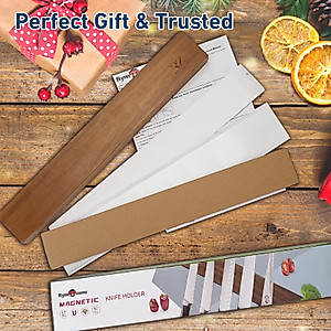 Rymmzone 17" Magnetic Knife Holder, 100% Acacia Wood Magnetic Knife Holder for Wall, Powerful Magnetic Knife Strips for Kitchen Utensil Organizer, Can be Used as Knife Holder, Tool Holder, and More