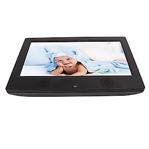 Smart Digital Photo Frame Adjustable Brightness Black Electronic Album Video Music Remote Control 100‑240V 10 Inch with Clock Calendar for Bedside Table (US Plug)