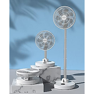 TriPole 12'' Standing Fan Oscillating Pedestal Fan, Rechargeable Battery Operated Fan Quiet Height Adjustable Floor Fan with Remote Timer, Foldaway Portable Fan for Bedroom Home Travel, 5-31H Working