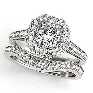 Moissanite Rings for Women Princess Cut 1 CT Halo Wedding Ring Set Engagement Rings for Women S925 Sterling Silver Size 6