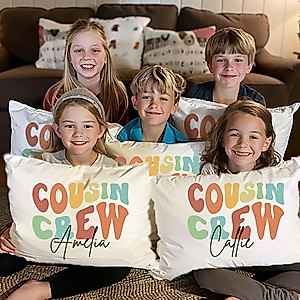 Getname Necklace Custom Name Cousin Crew Pillowcase Rainbow Letter Cousin Crew Pillow Case Personalized Cousin Crew Pillow Covers 16x20 20x26 20x30 20x36 Cousin Crew Throw Pillow Cover for Boys Girls