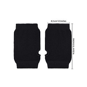 Blulu Fingerless Warm Gloves with Thumb Hole Cozy Half Fingerless Driving Gloves Knit Mittens for Men, Women (Black, 2 Pairs)