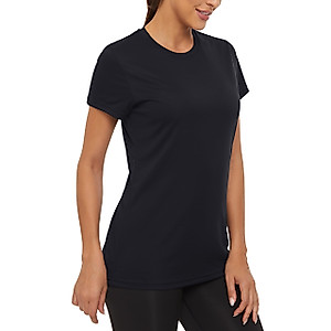 MAGCOMSEN Womens Athletic Tops for Running Moisture Wicking Shirts Black Tshirts Short Sleeves Rash Guard Outdoor Sports Quick Dry Hiking Shirts,S
