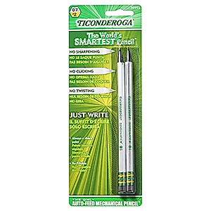 Ticonderoga Sensematic Mechanical Pencil, 0.7mm Lead, Silver, 2 Count