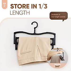 EZAM Pants Hangers Space Saving - 4 Pack Multiple Space Saving Hangers for Pants for Closet Rack, 360 Rotating Bar Closet Pants Organizer - Hangers for Clothes, College & Dorm Room Essentials (Black)