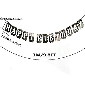 Happy Birthday Black & White Banner Sign Bunting Garland Flags for Birthday Party Decorations Kids Adults Baby Pet Birthday Letters Party Supplies Pre-strung