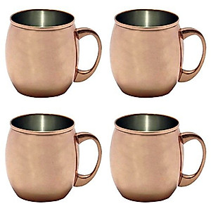 Threshold Stainless Steel Copper-Plated 16 Ounce Barrel Moscow Mule Drinking Mug - Set of 4 Beverage Cups