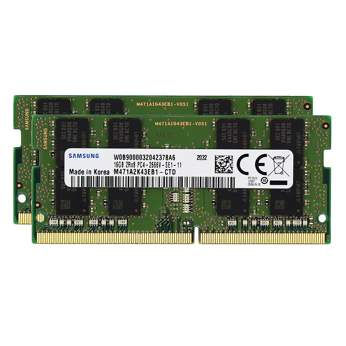 Samsung 32GB (2x16GB) DDR4 2666MHz PC4-21300 SODIMM 2Rx8 CL19 1.2v 260-PIN Memory Module RAM Laptop Notebook Upgrade M471A2K43CB1-CTD Adamanta