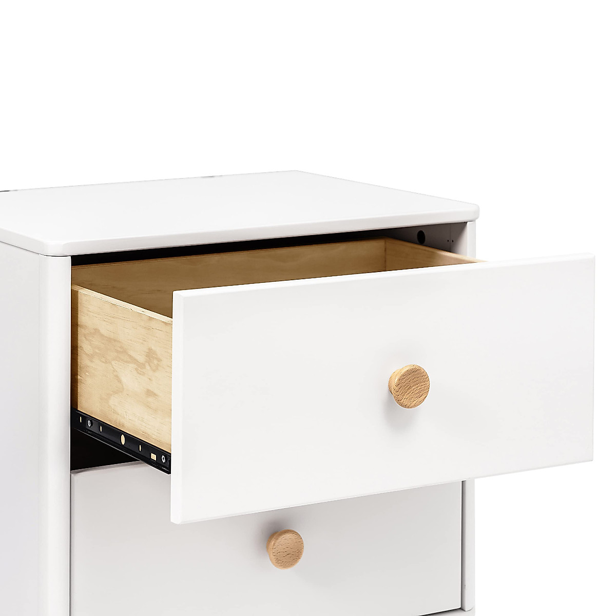 Babyletto Lolly USB Port Nightstand, in White and Natural