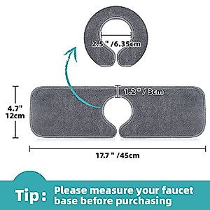 Kitchen Sink Splash Guard: PoYang Sink Faucet Mat, Faucet Mat for Kitchen Sink, Kitchen Faucet Absorbent Mat for Sink, Splash Guard Behind Faucet, Machine Washable (2 Pack, 17.7''x4.7'')