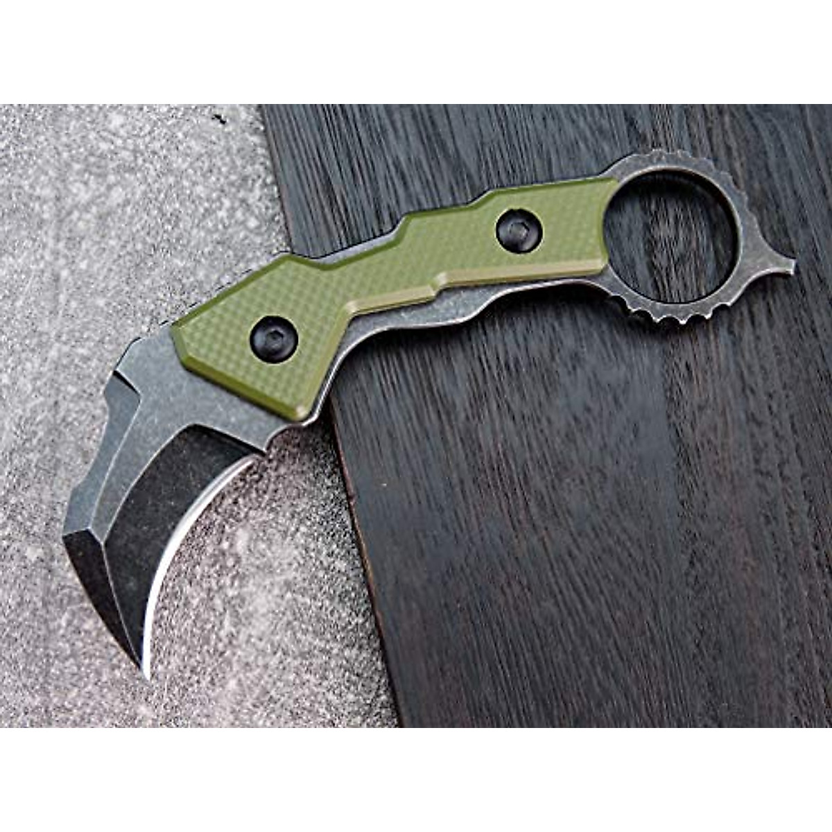 Ccanku C1695 Fixed Blade Knife, D2 Steel G10 Handle Outdoor Survival EDC Knife for Outdoor Survival,Fixed Blade Claw Knife with K Sheath (Army green)