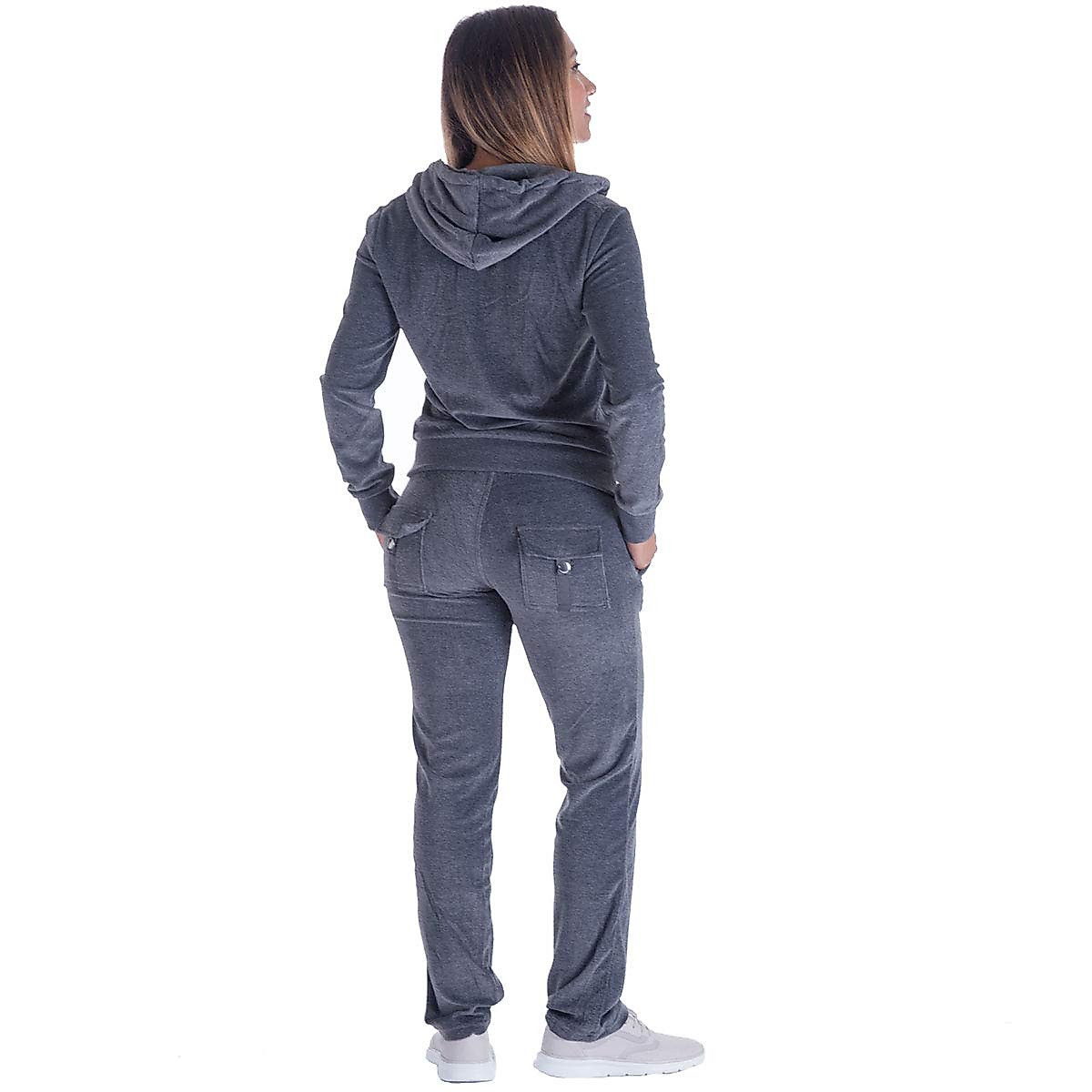 Facitisu Tracksuit for Women Set 2 Piece Joggers Velour Jogging Sweat Outfits Hoodie and Sweatpants Set XX-Large, Grey