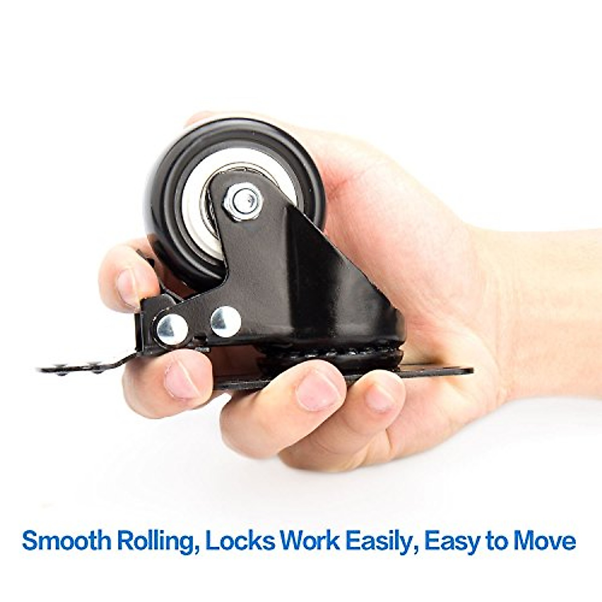 2" Swivel Caster Wheels with Safety Dual Locking and Polyurethane Foam No Noise Wheels, Heavy Duty - 150 Lbs Per Caster (Pack of 4)