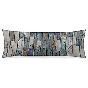 Body Pillow Cover,Depositphotos Rustic Wooden Board Blue Grey Grunge Planks Printed Long Pillow Cases Protector with Zipper Decor Soft Large Covers Cushion for Beding,Couch,Sofa,Home Gift 20"x54"
