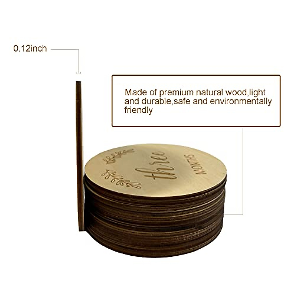 Baby Milestone Cards | 13 Double Sided Wooden Monthly Milestone Discs with Easel Stand | Baby Milestone Markers | Newborn Photography Props | Pregnancy and Baby Shower Gifts for Boys & Girls