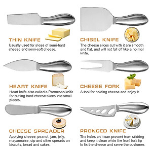 VANRA 4-Piece Cheese Knife Set Mini Stainless Steel Cheese Spreader knives with Butter Fork for Charcuterie Boards and Cheese Platters