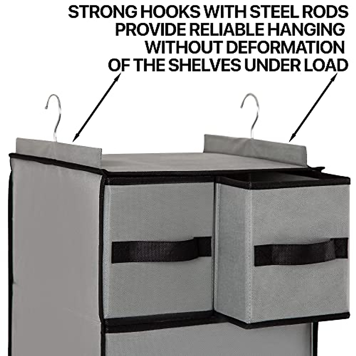 6-Shelf Hanging Closet Organizer With 4 Drawers - 6 Hanging Closet Shelves and 4pcs Removable Closet Drawers For Better Closet Organization - Bedroom, RV Wardrobe, Dorm Room, Baby Nursery Essentials